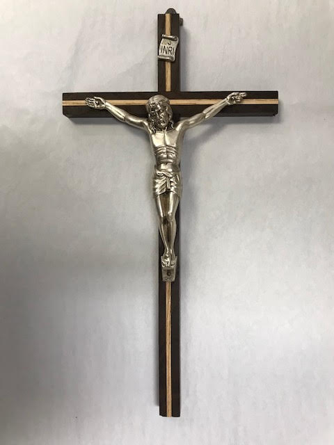 10"Dark Wood Inlay crucifix – Jacqui G Sanctuary